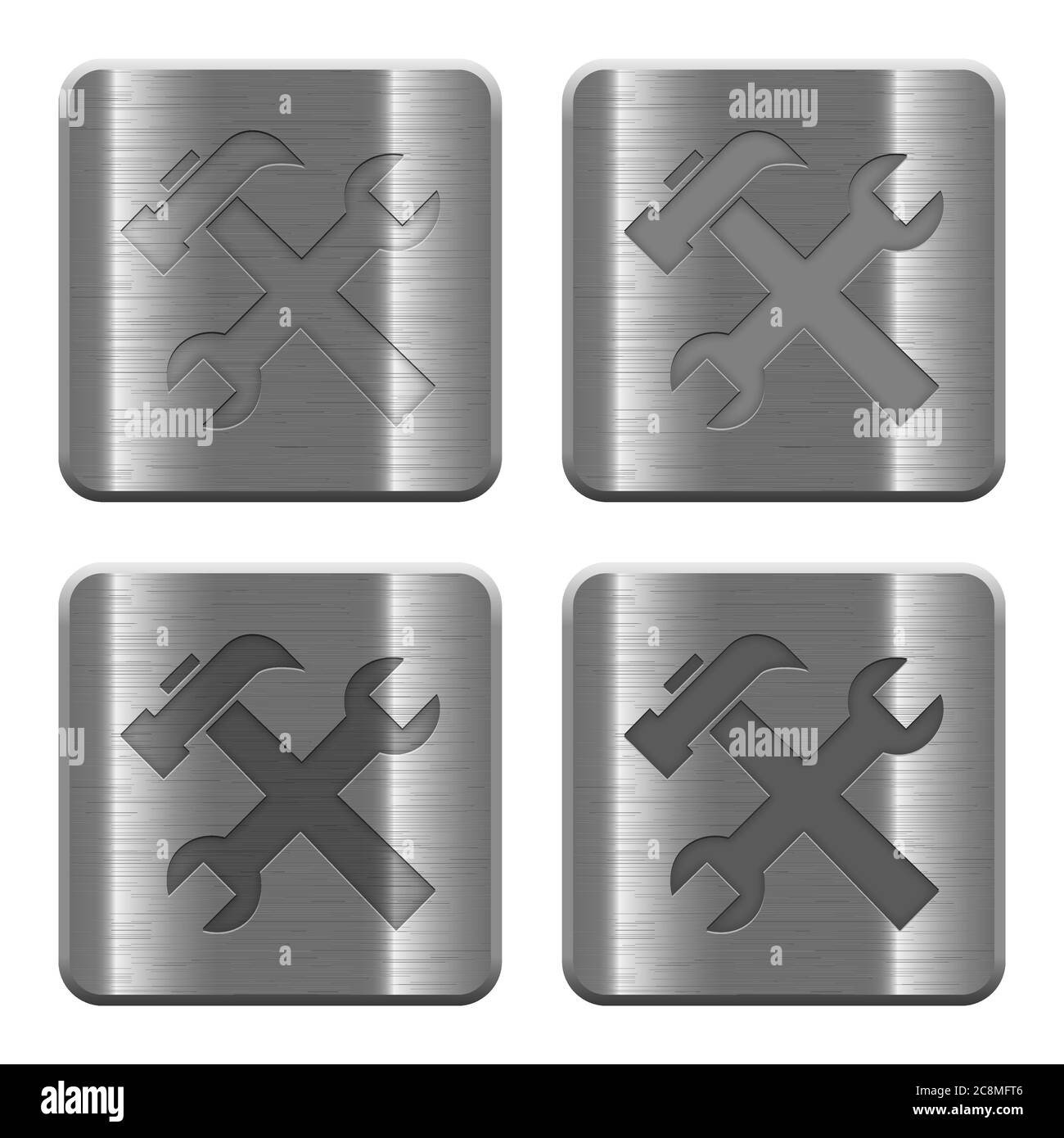 Set Of Tools Buttons Vector In Brushed Metal Style Arranged Layer Color And Graphic Style