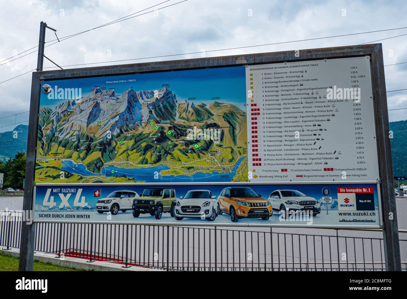 Map of Pilatus mountain- ALPNACHSTAD, SWITZERLAND - JULY 15, 2020 Stock ...