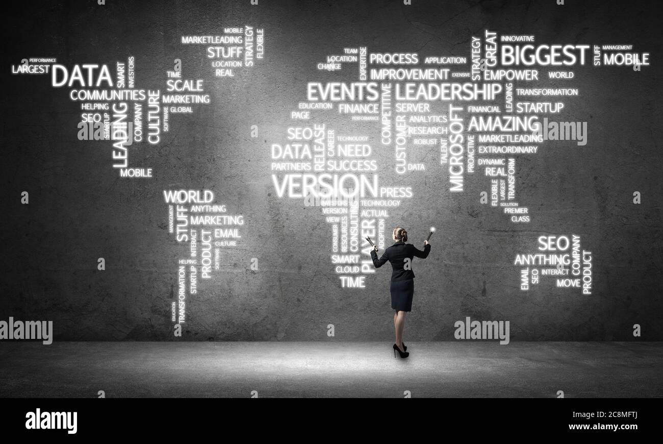 Woman throwing light on her ideas Stock Photo - Alamy