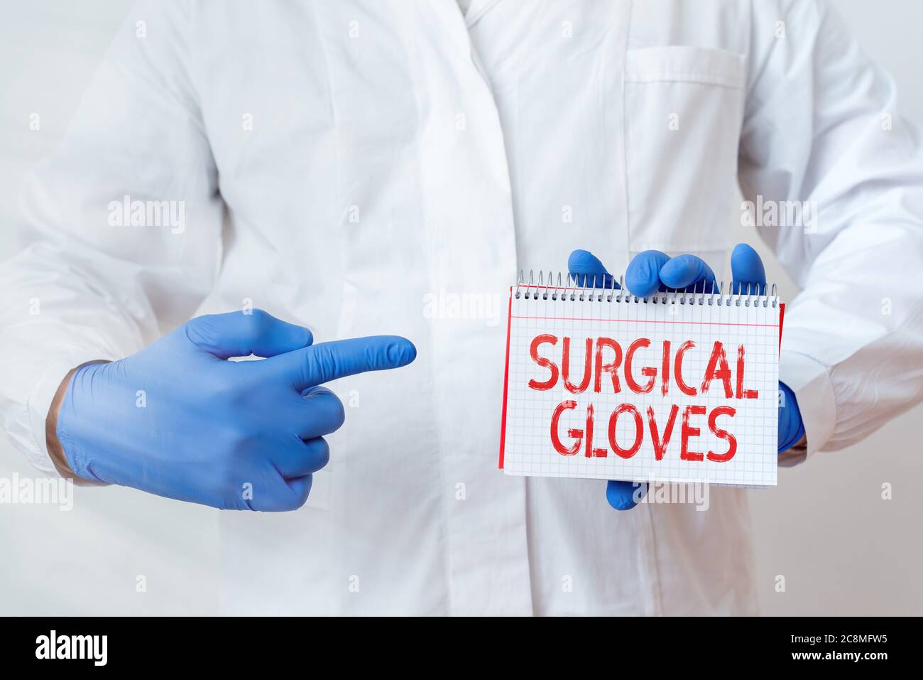 Writing note showing Surgical Gloves. Business concept for to protect ...