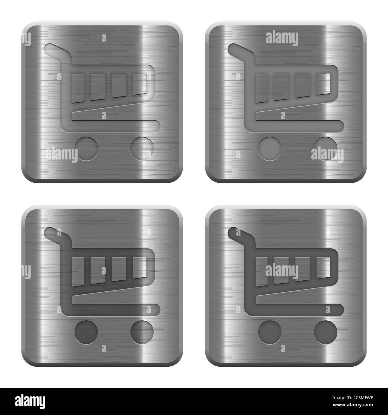 Set of Cart buttons vector in brushed metal style. Arranged layer, color and graphic style ...