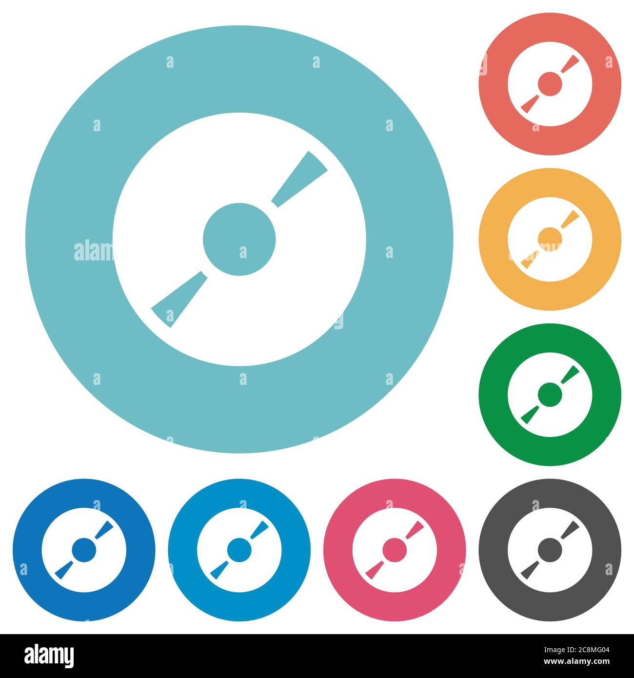 Flat DVD icon set on round color background. 8 color variations included with light teme Stock ...