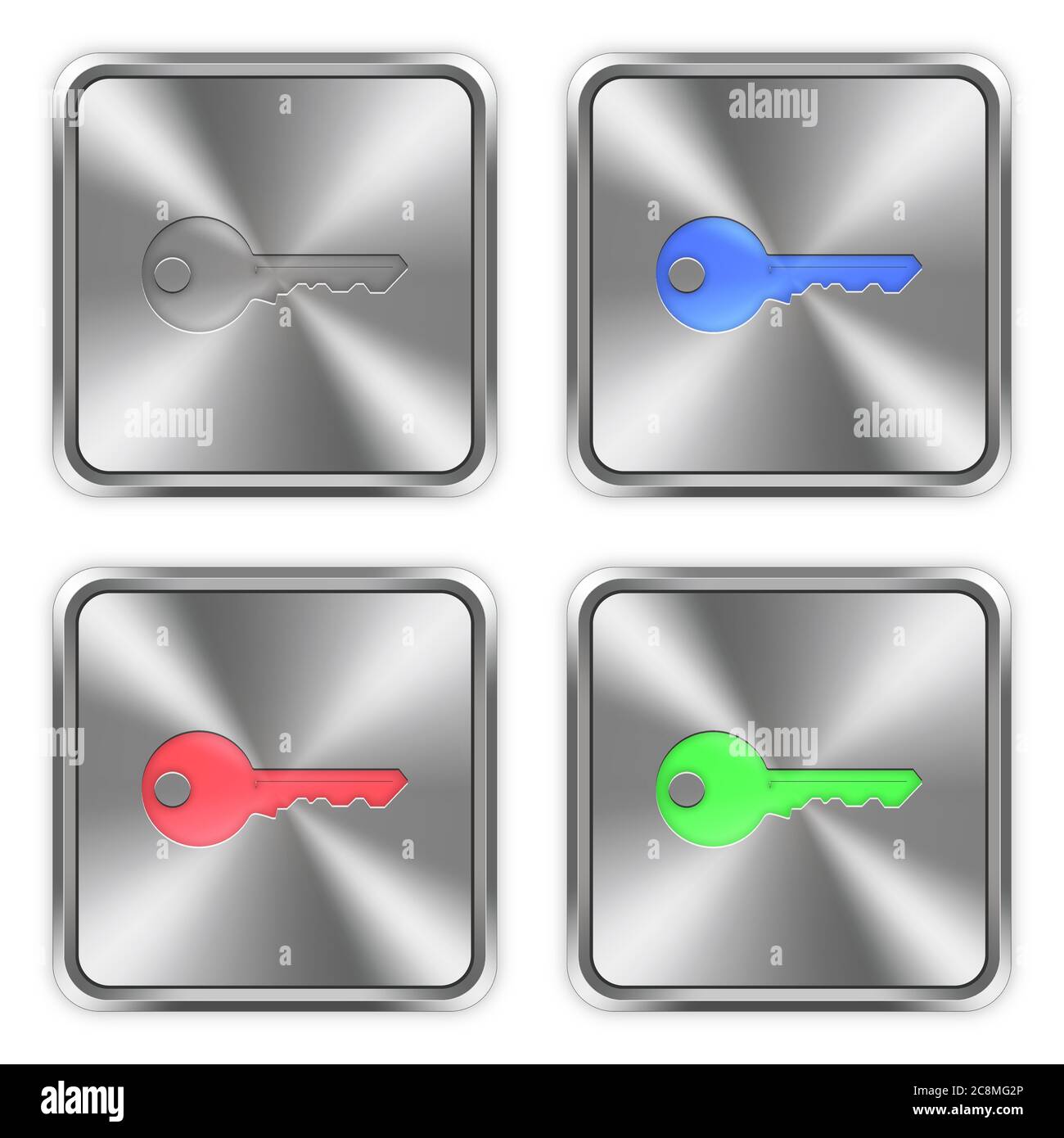 Color key icons engraved in glossy steel push buttons. Well organized ...