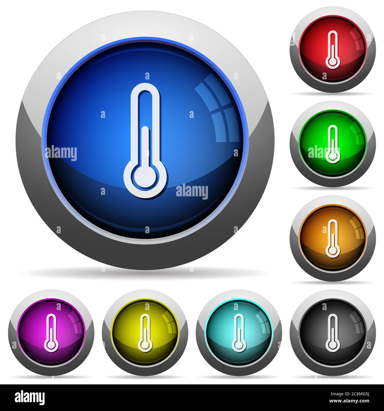 Set of round glossy thermometer buttons. Arranged layer structure Stock ...