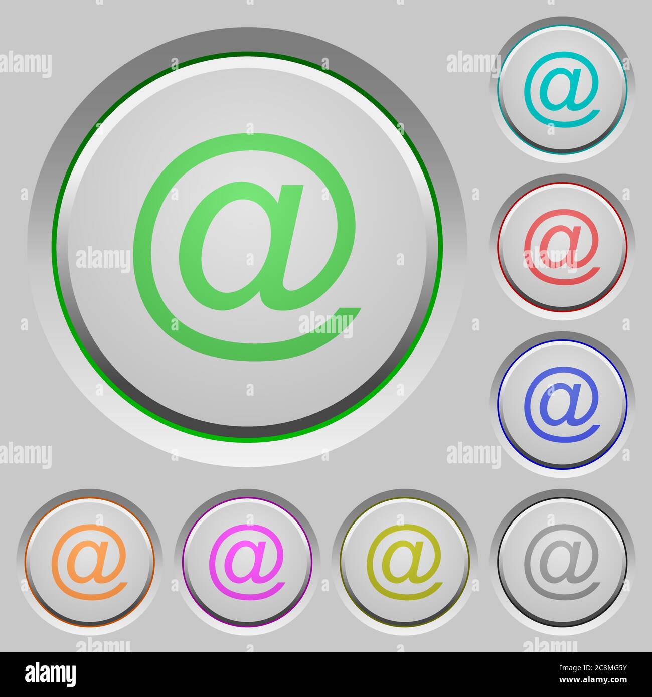 Set of email sunk push buttons. Well-organized layer, color swatch and graphic style structure ...