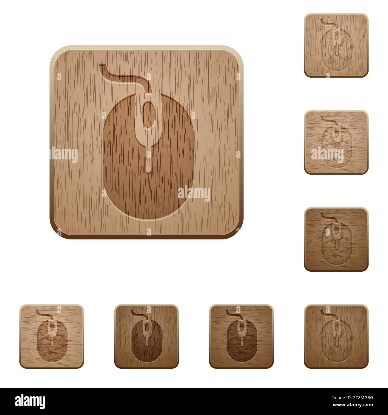 Set of carved wooden computer mouse buttons. 8 variations included ...