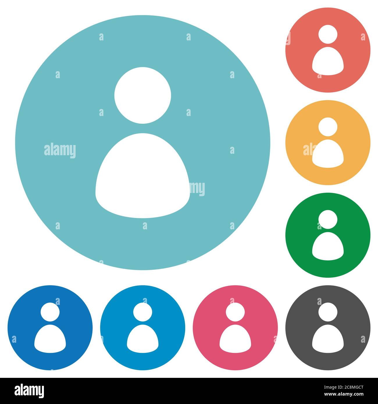 Flat user icon set on round color background. 8 color variations included with light teme Stock ...