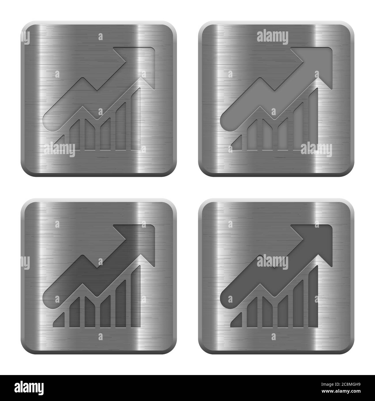 Set of Graph buttons vector in brushed metal style. Arranged layer ...