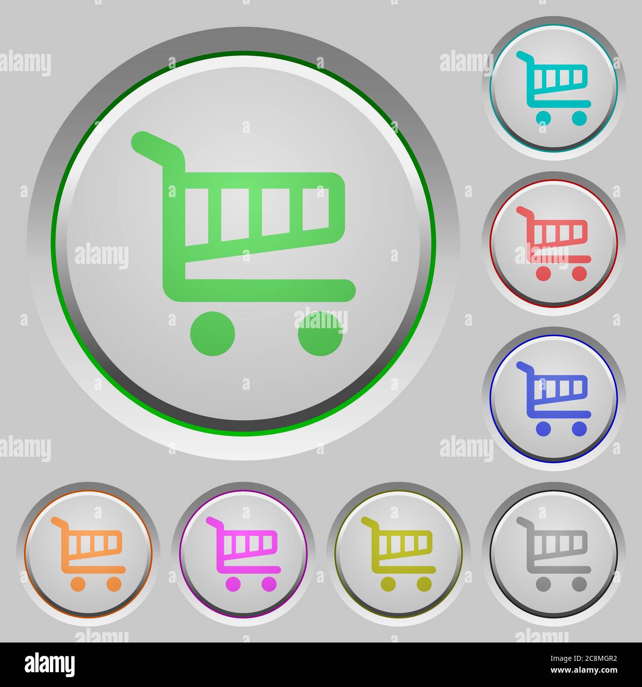 Set of shopping cart sunk push buttons. Well-organized layer, color swatch and graphic style ...