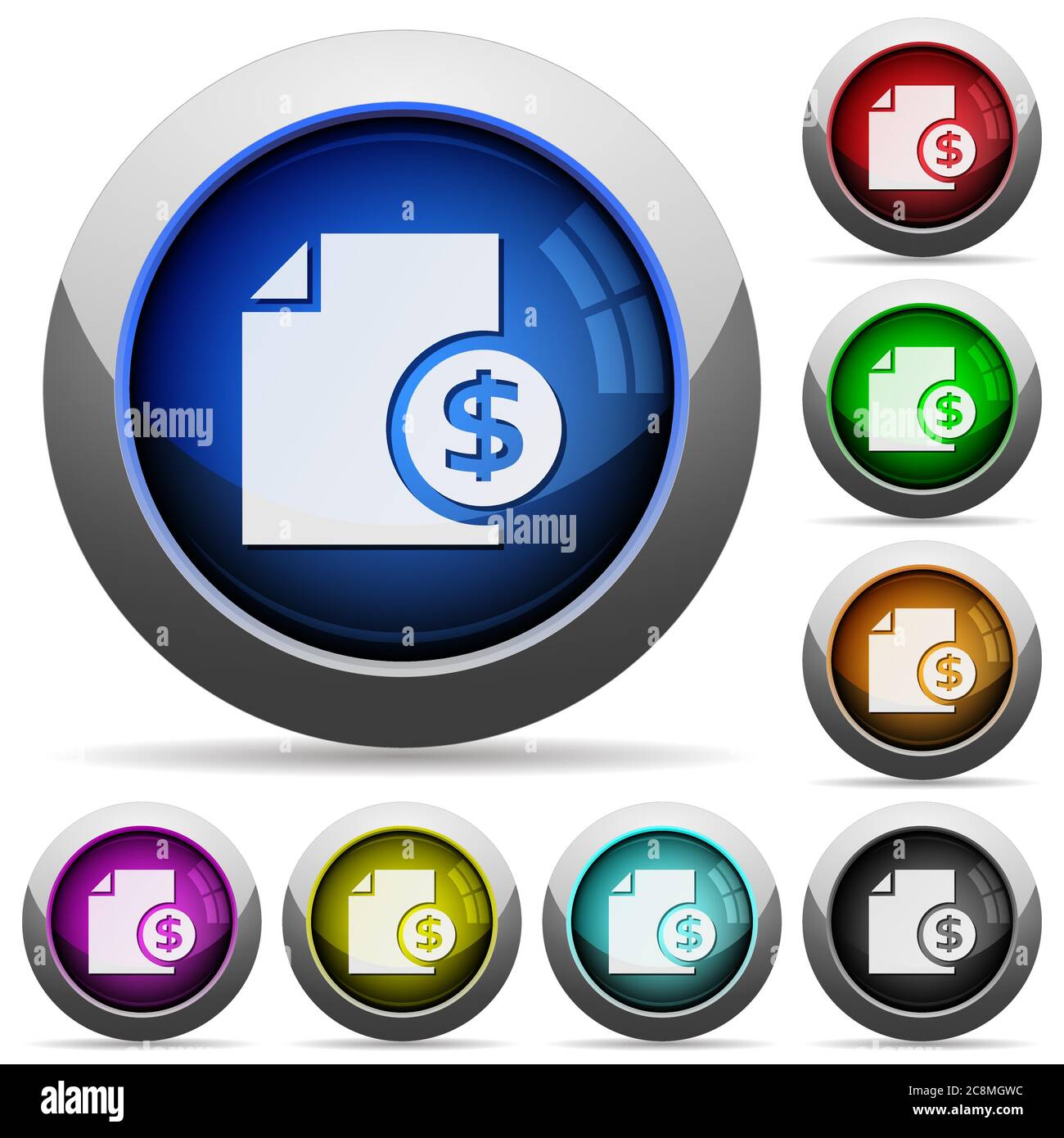Set of round glossy money report buttons. Arranged layer structure ...