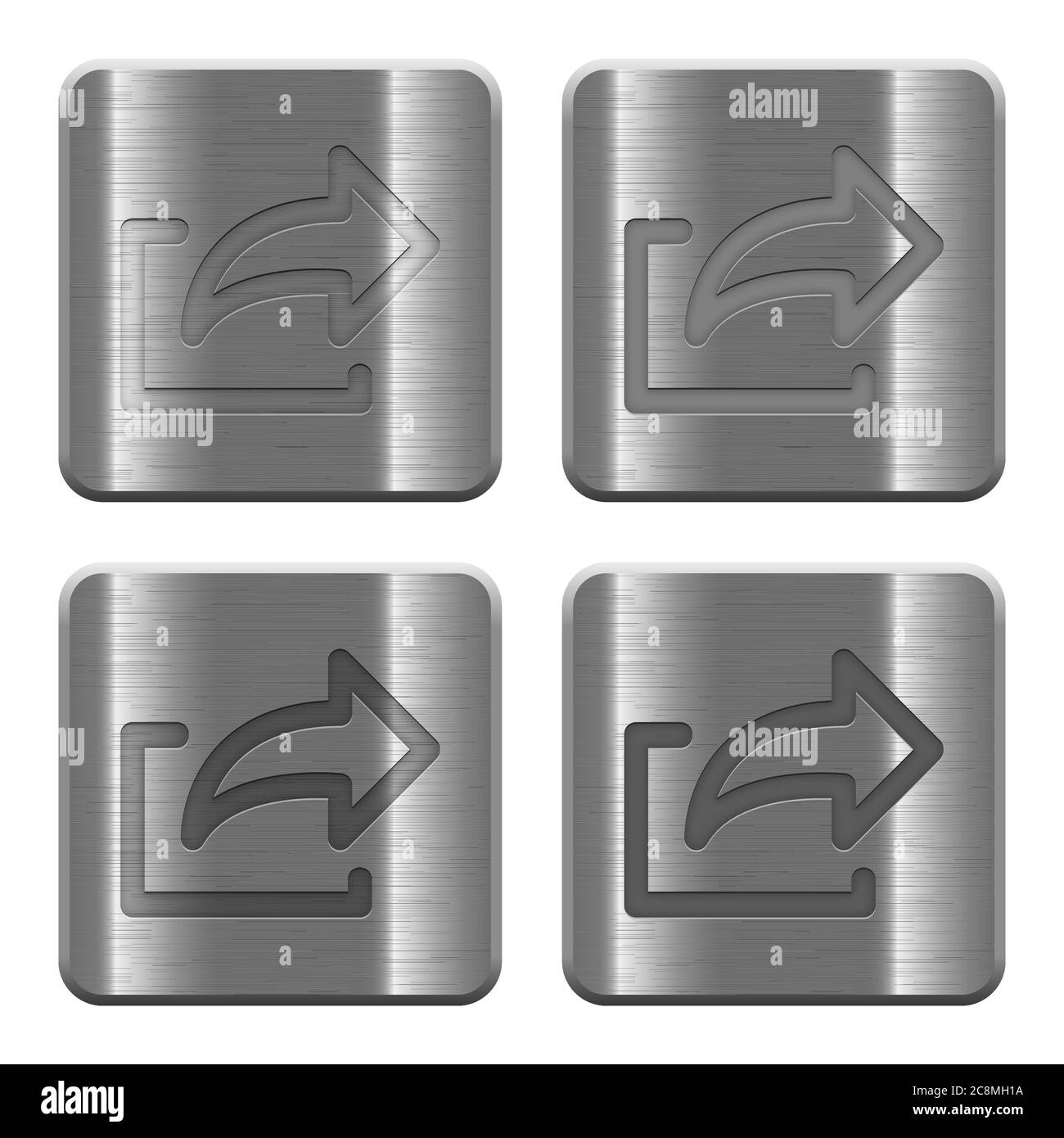 Set Of Export Buttons Vector In Brushed Metal Style Arranged Layer Color And Graphic Style