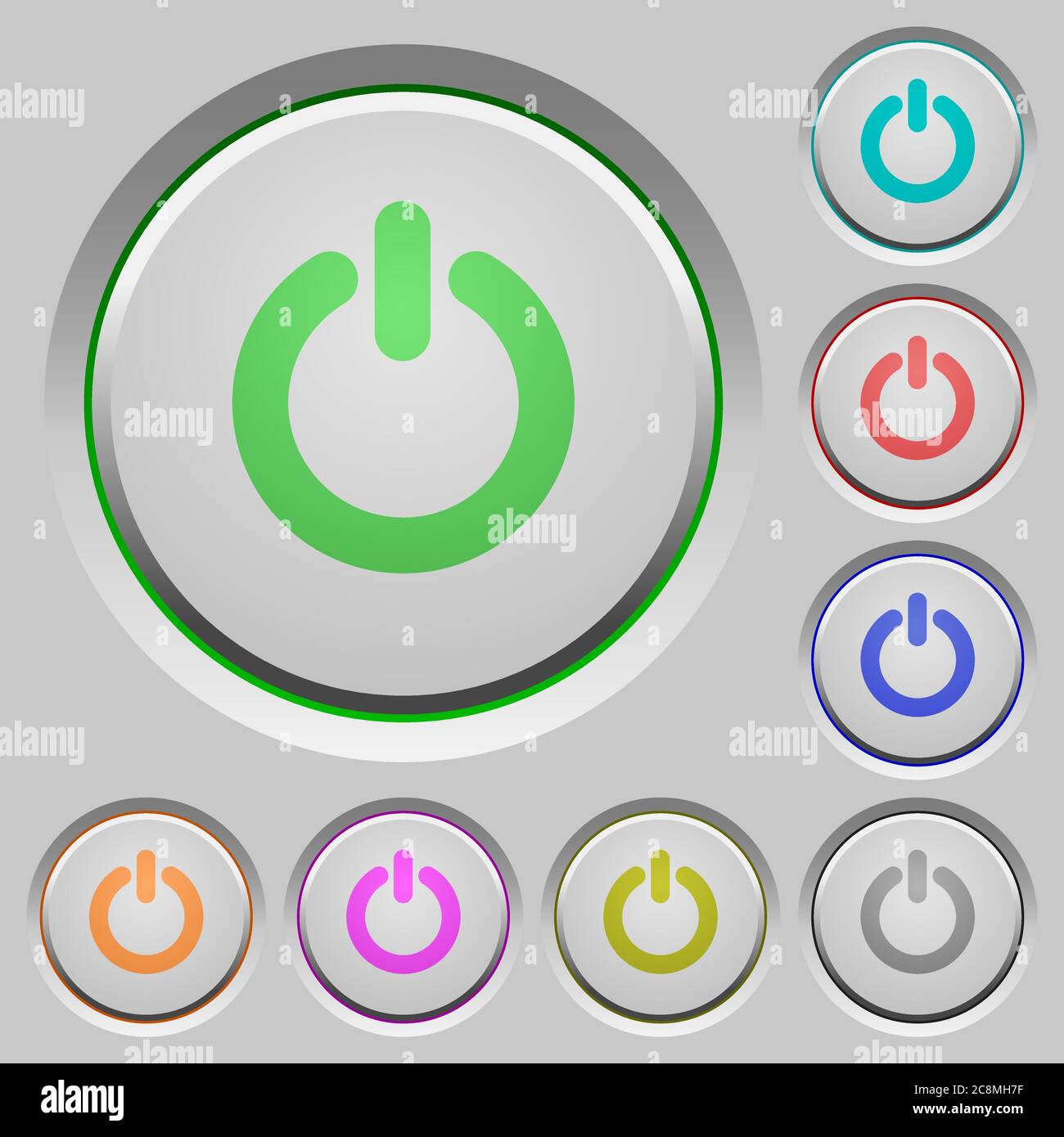 Set of power switch sunk push buttons. Well-organized layer, color swatch and graphic style ...
