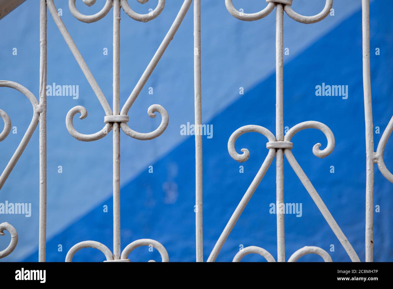 Blue-tinted buildings predominate in the city of Chefchaouen, Morocco ...