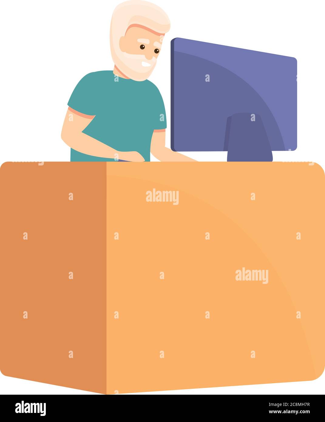 Working senior man icon. Cartoon of working senior man vector icon for ...