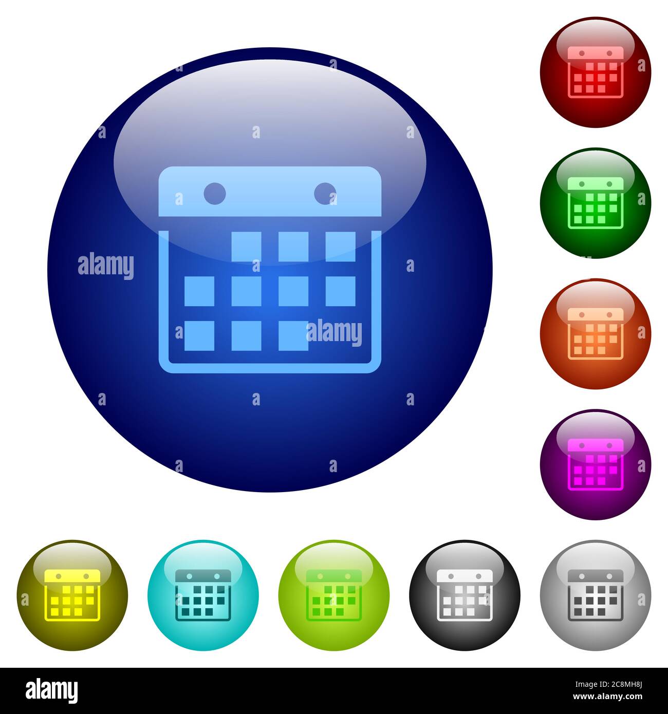 Set of color hanging calendar glass web buttons. Arranged layer structure Stock Vector Image ...