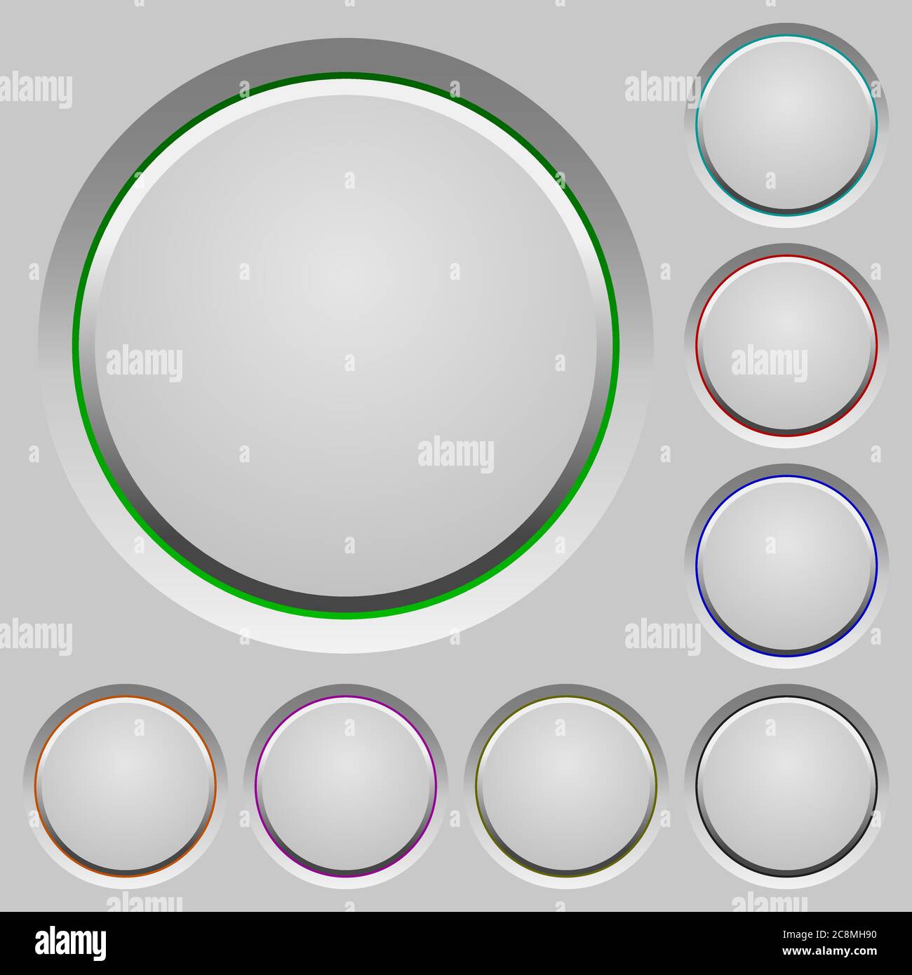 Set of blank sunk push buttons. Well-organized layer, color swatch and graphic style structure ...