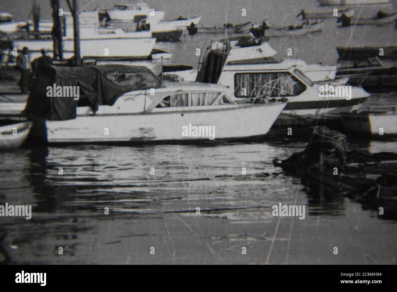 Fine 70s vintage black and white lifestyle photography of fishing boats ...