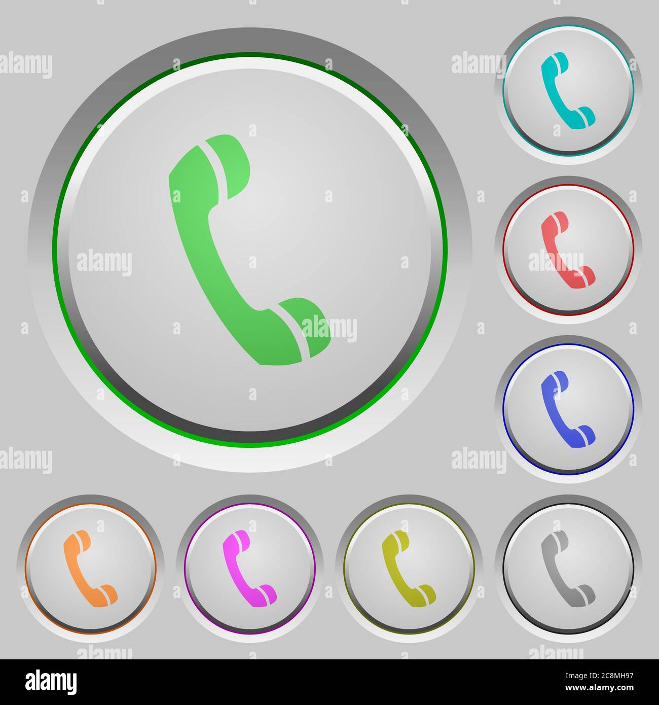 Set of call sunk push buttons. Well-organized layer, color swatch and graphic style structure ...