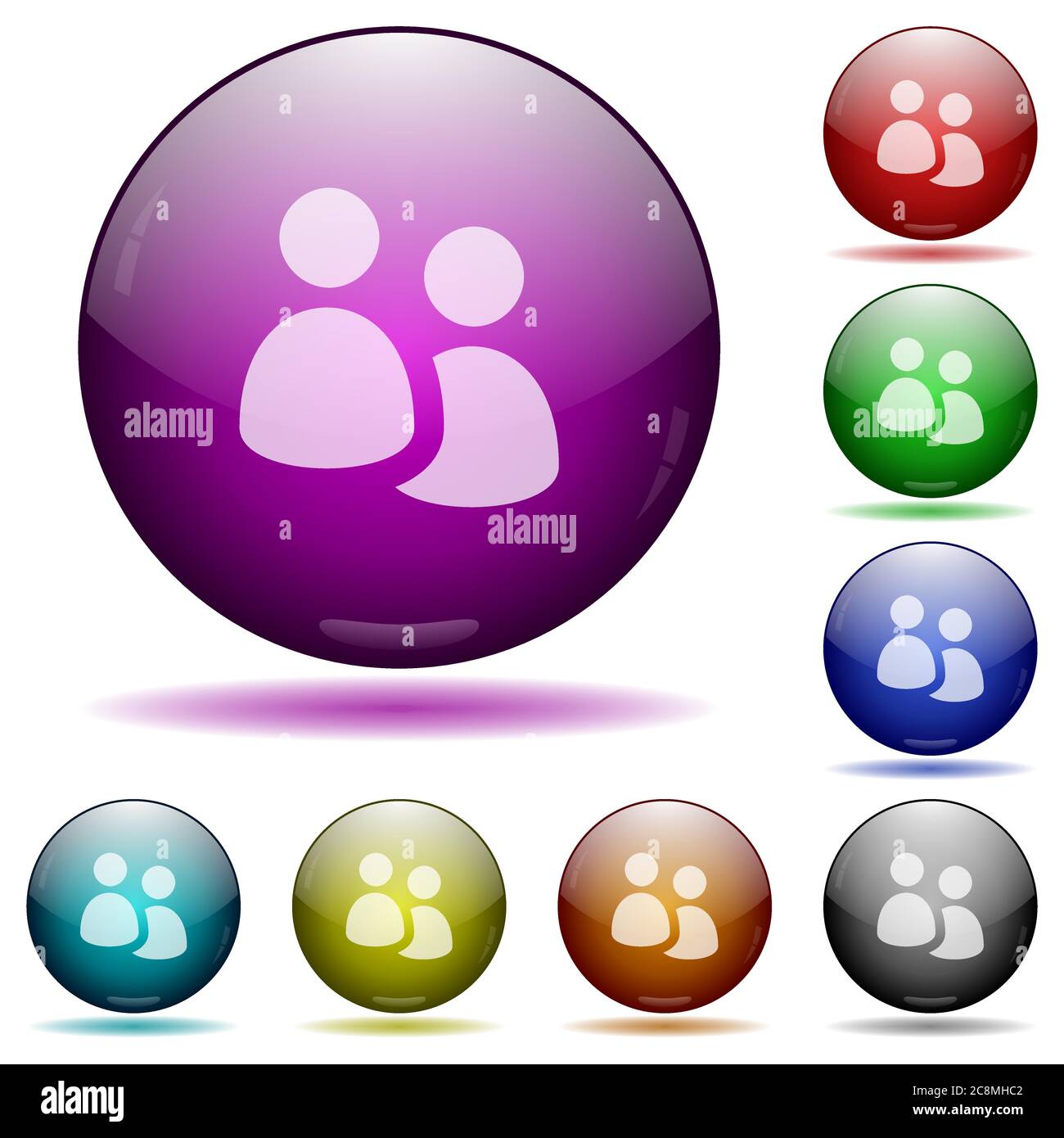 Set of color user group glass sphere buttons with shadows. Arranged layer structure Stock Vector ...