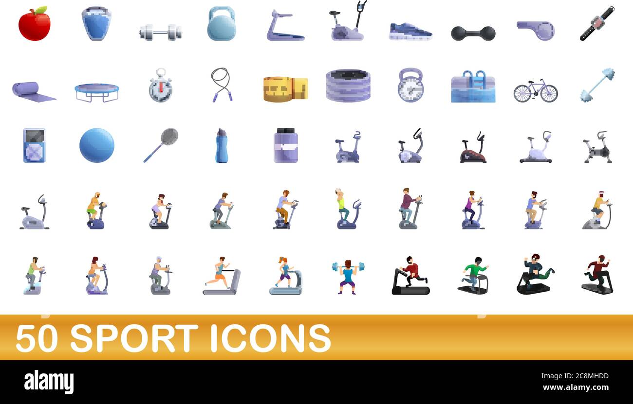 50 sport icons set. Cartoon illustration of 50 sport icons vector set ...