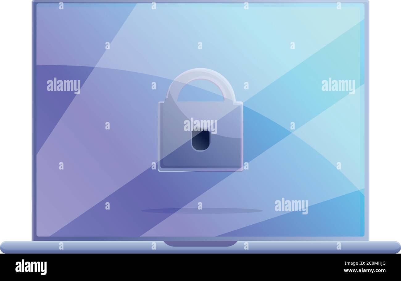 Secured personal laptop icon. Cartoon of secured personal laptop vector ...