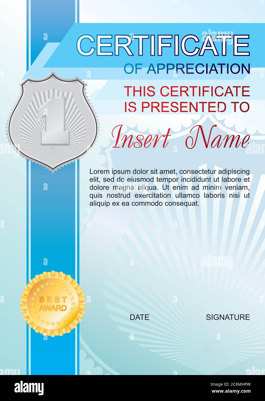 Vector template certificate of appreciation with colorful pattern and a ...