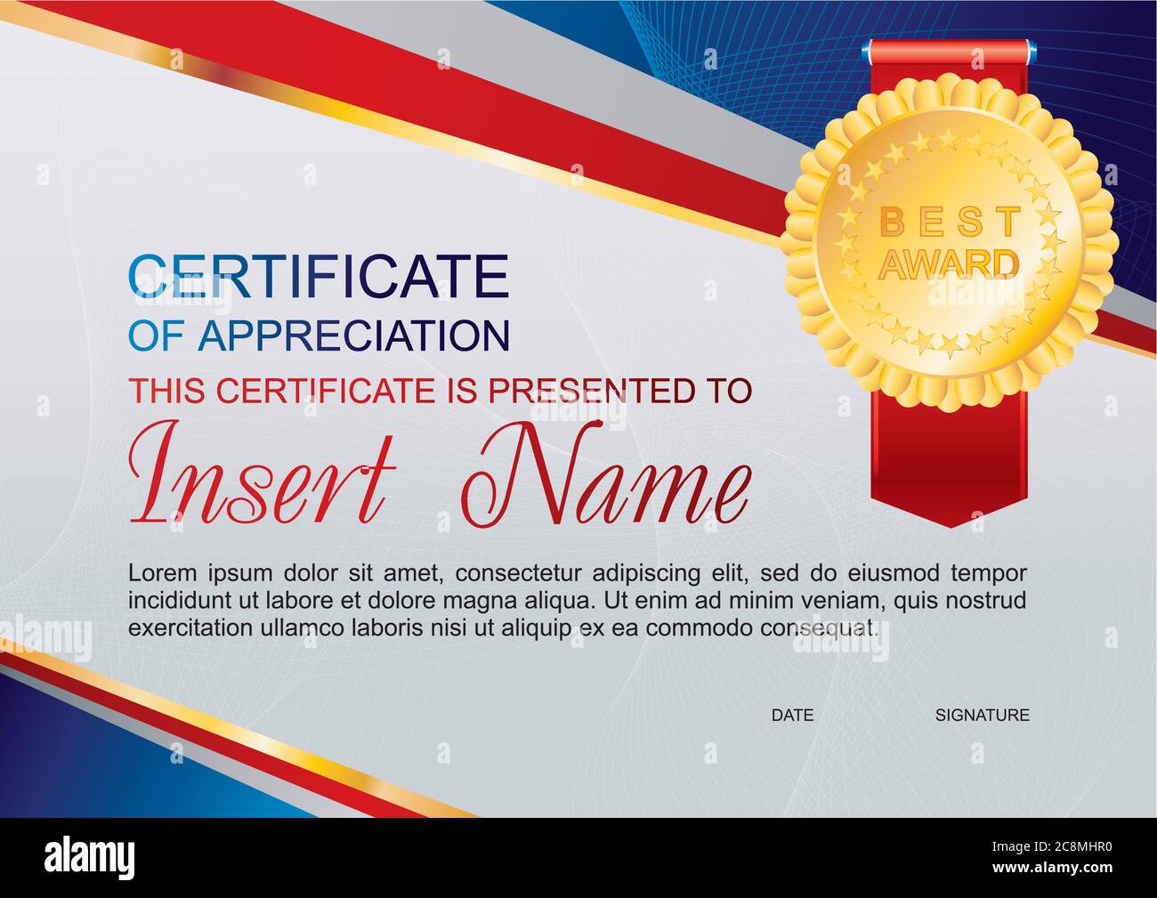 Vector template certificate of appreciation with colorful pattern and a ...