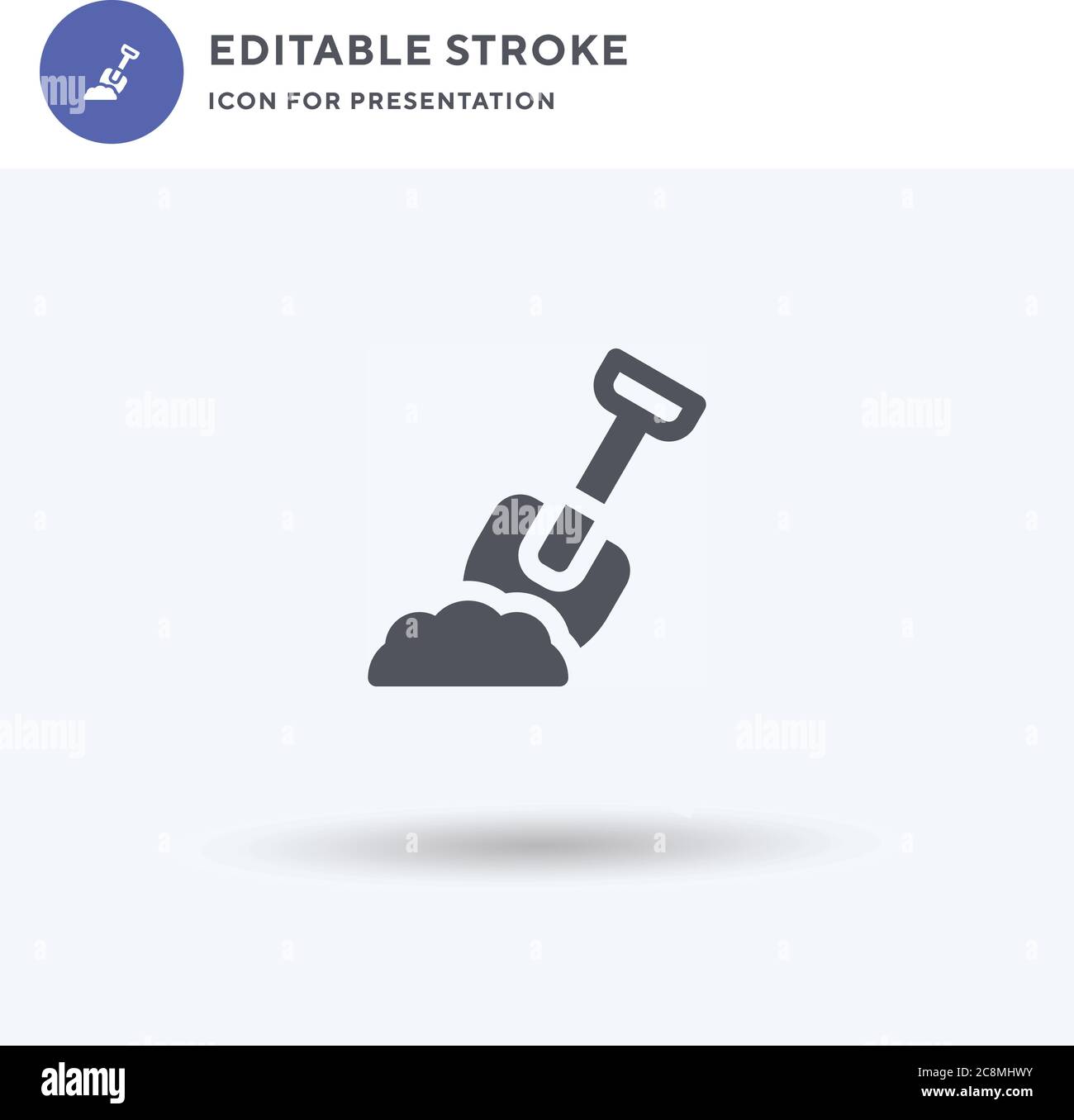 Shovel icon vector, filled flat sign, solid pictogram isolated on white ...