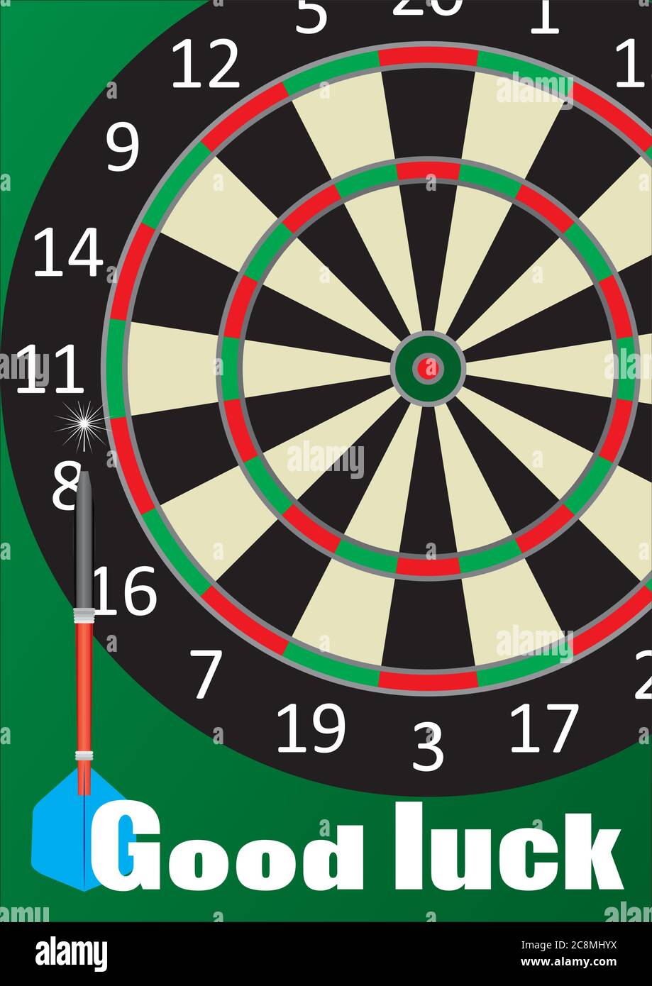 Colorful vector poster Game illustration with darts in flat design ...