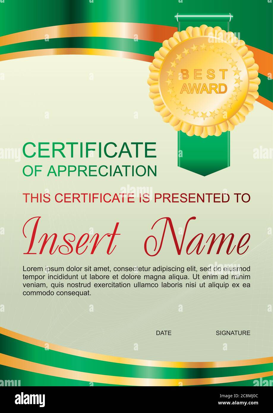 Vector template certificate of appreciation with colorful pattern and a ...