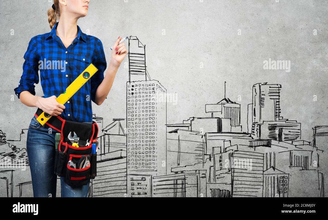 Woman engineer sketching her ideas Stock Photo - Alamy