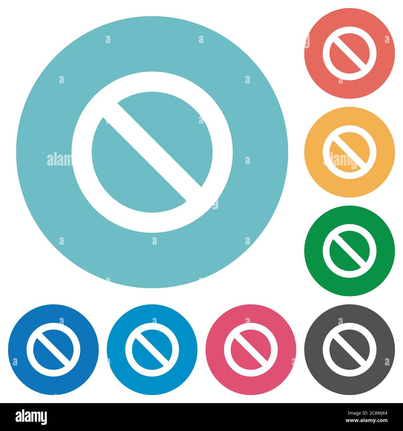 Flat blocked icon set on round color background. 8 color variations included with light teme ...