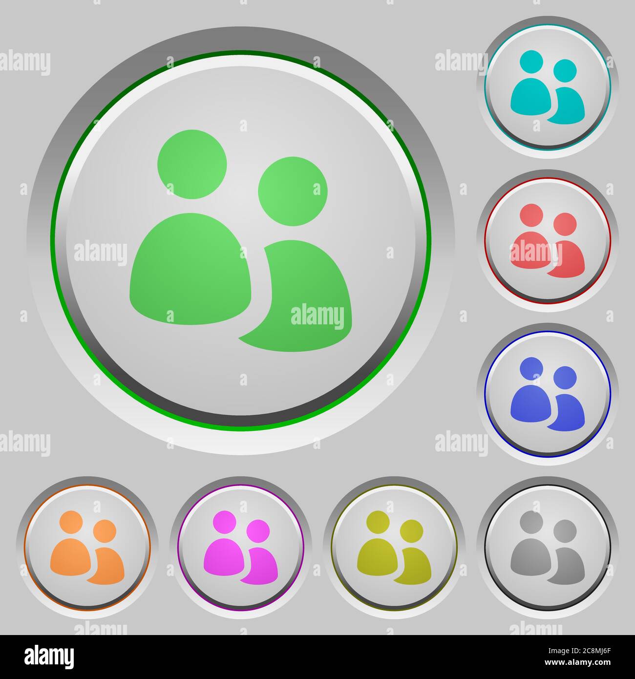 Set of user group sunk push buttons. Well-organized layer, color swatch and graphic style ...