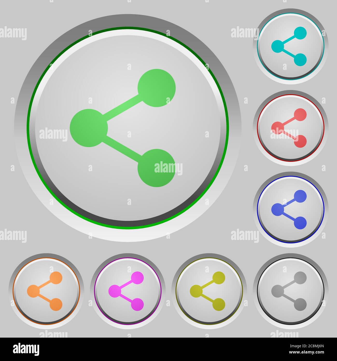 Set of share sunk push buttons. Well-organized layer, color swatch and graphic style structure ...