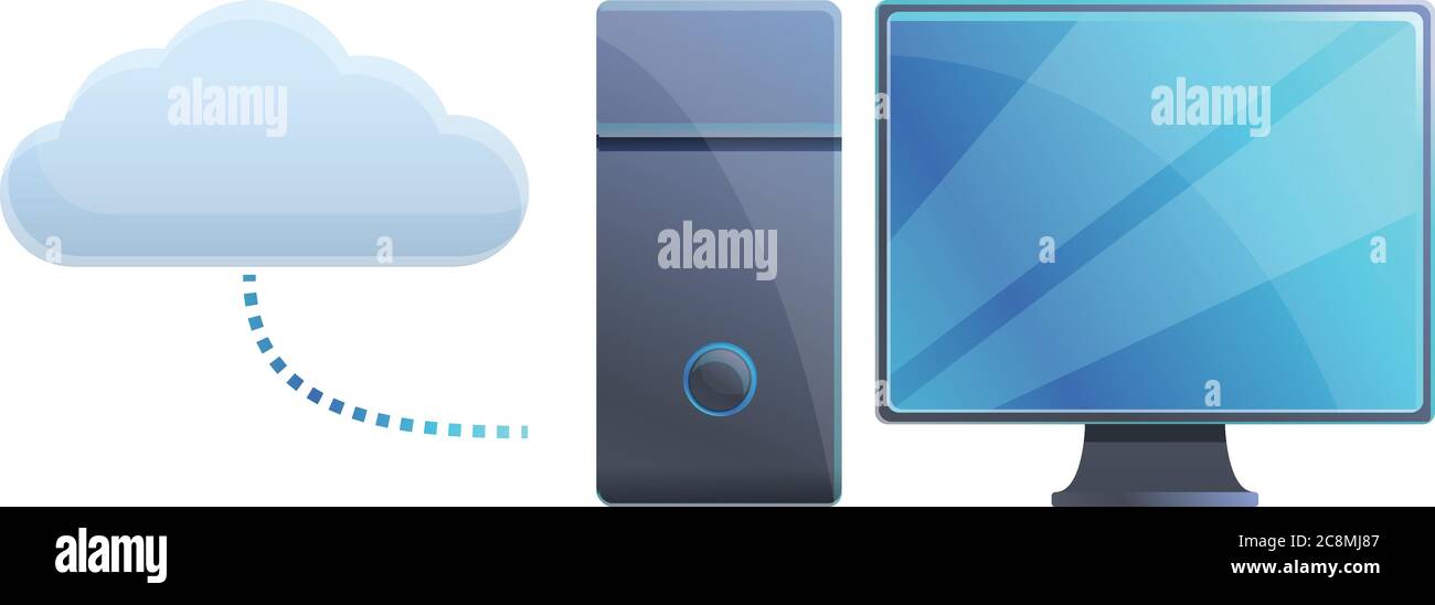 Computer desktop cloud access icon. Cartoon of computer desktop cloud ...