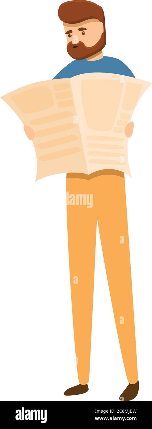 Habit reading newspaper icon. Cartoon of habit reading newspaper vector ...