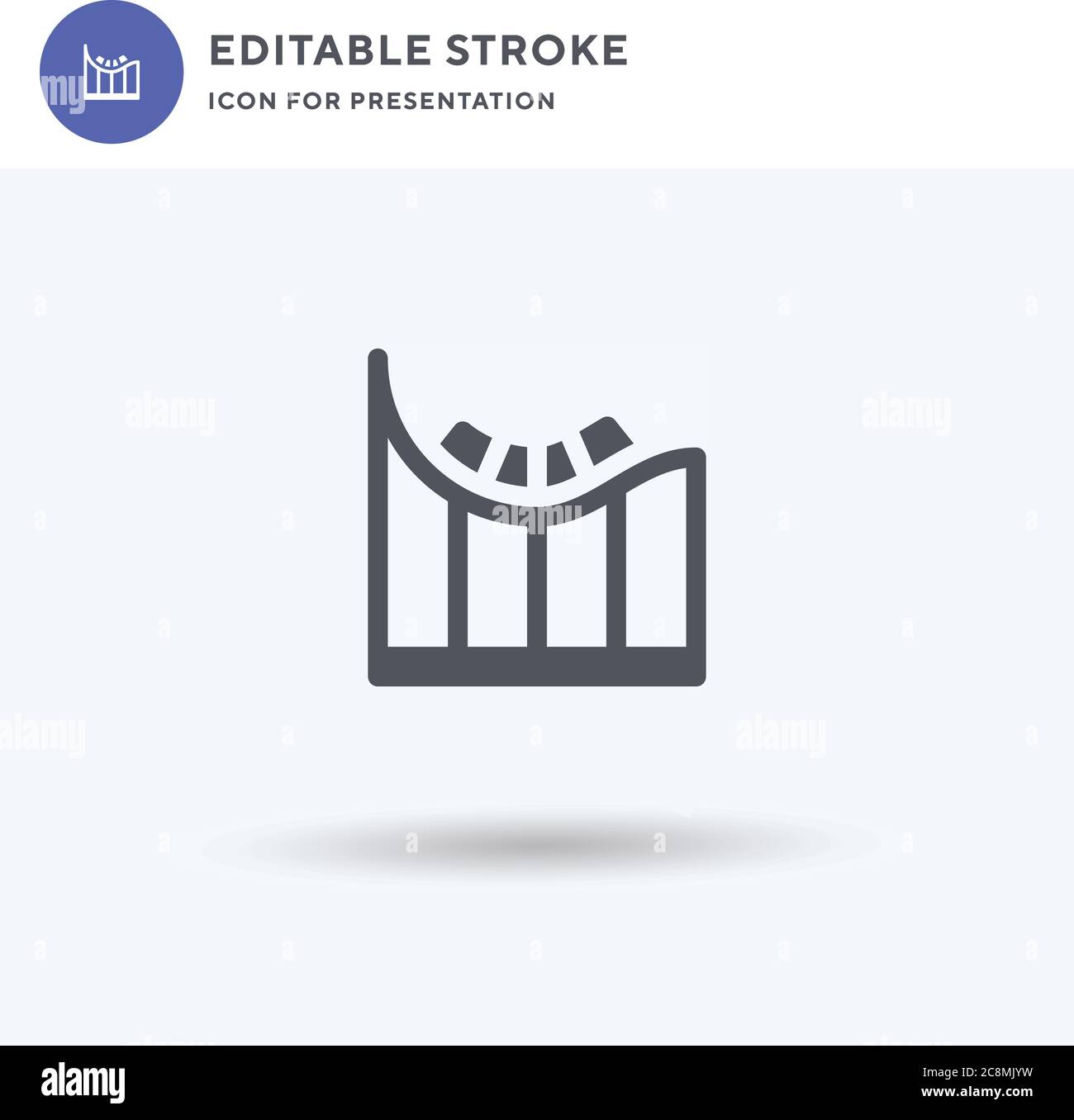 Roller Coaster icon vector, filled flat sign, solid pictogram isolated ...