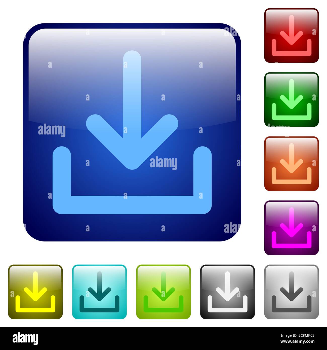 Set of download color glass rounded square buttons Stock Vector Image & Art - Alamy