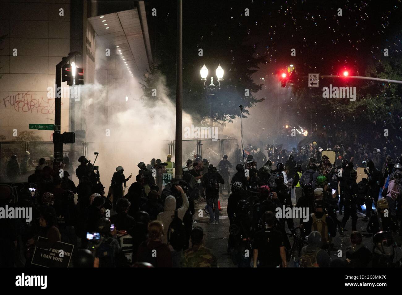 Day 55 in the ongoing protests at the Justice Center in Portland Oregon ...