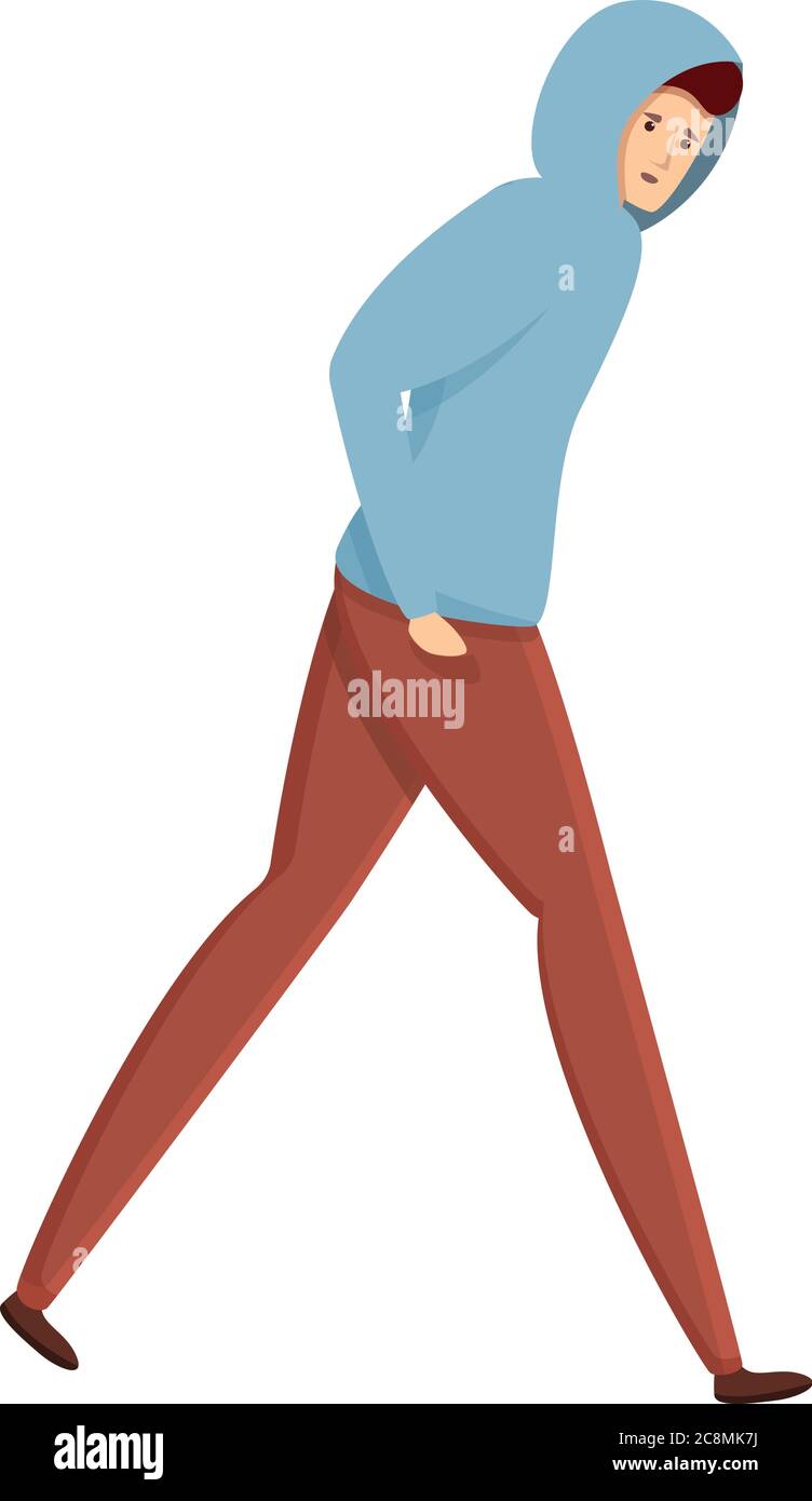 Walking sad teen icon. Cartoon of walking sad teen vector icon for web ...