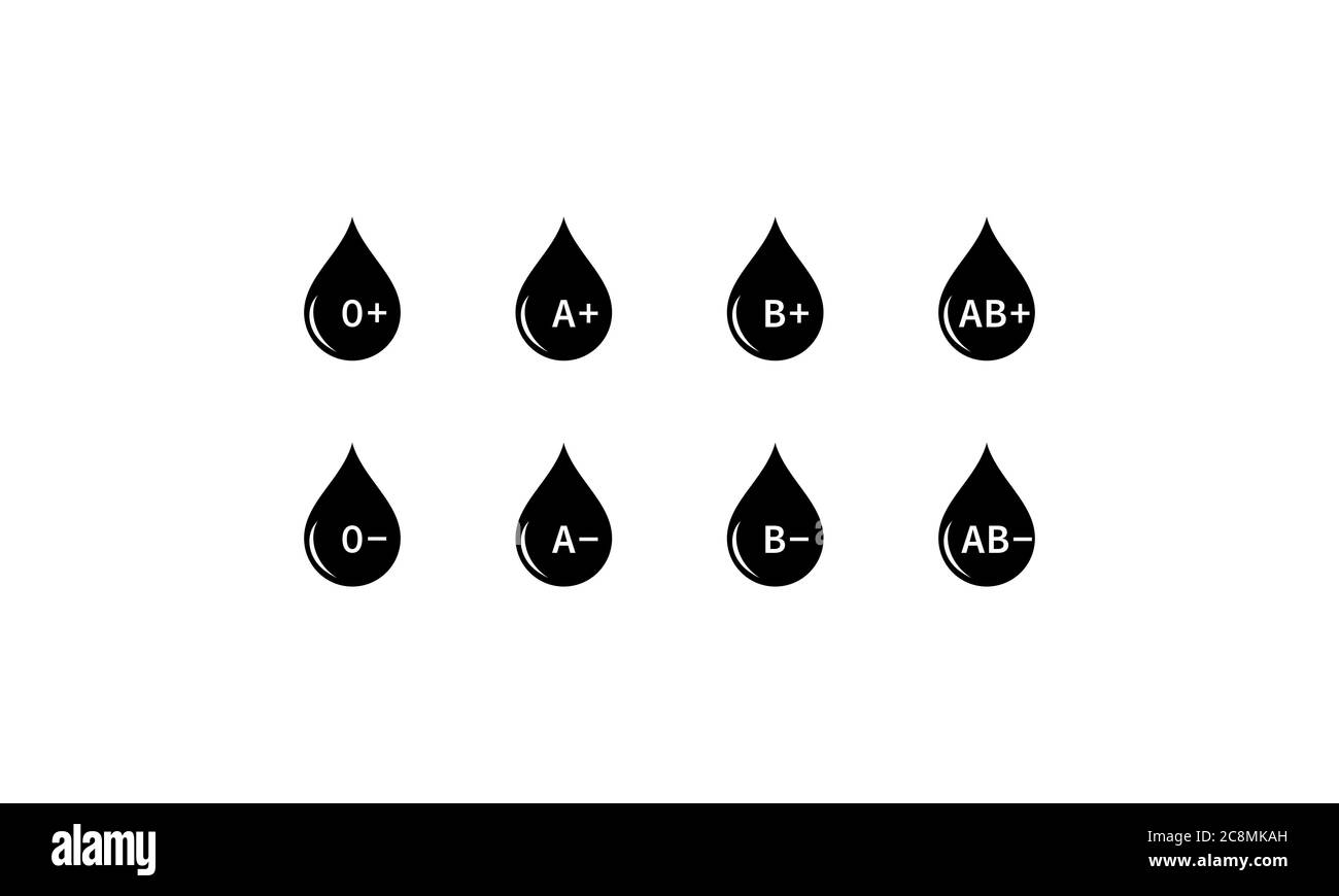 Drop of blood, blood type icon set. Vector on isolated white background ...