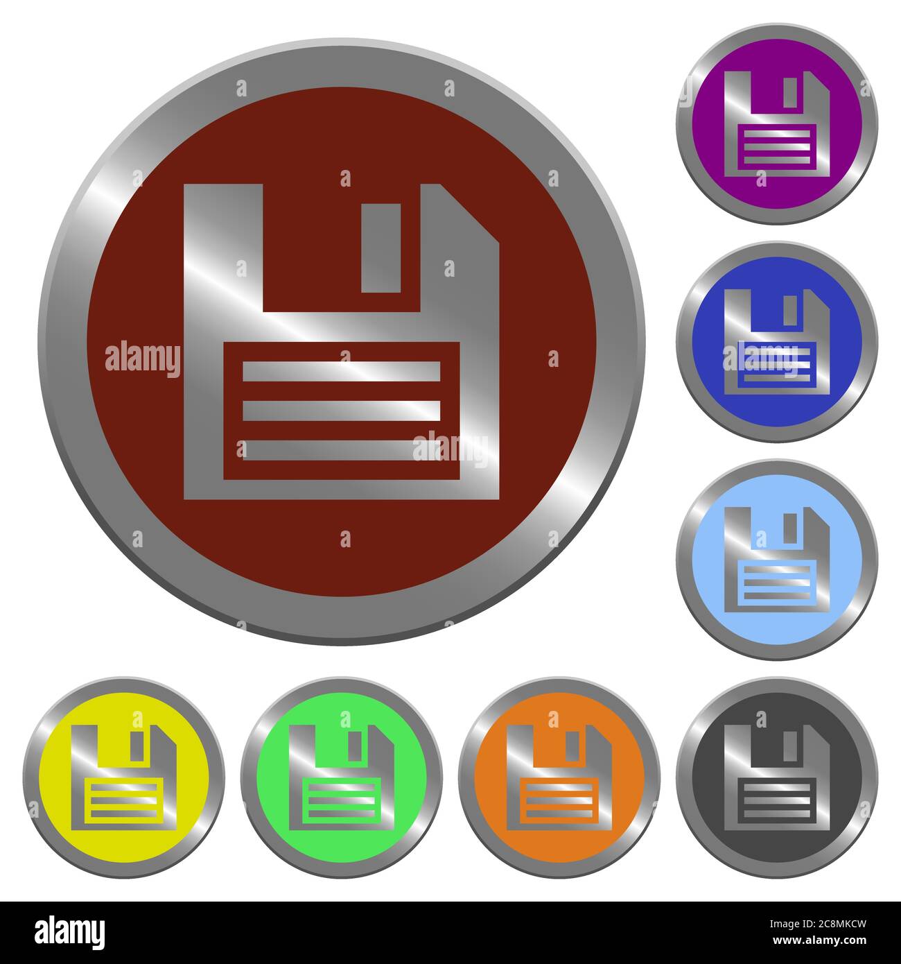 Set Of Glossy Coin Like Color Save Buttons Arranged Layer Structure Stock Vector Image And Art