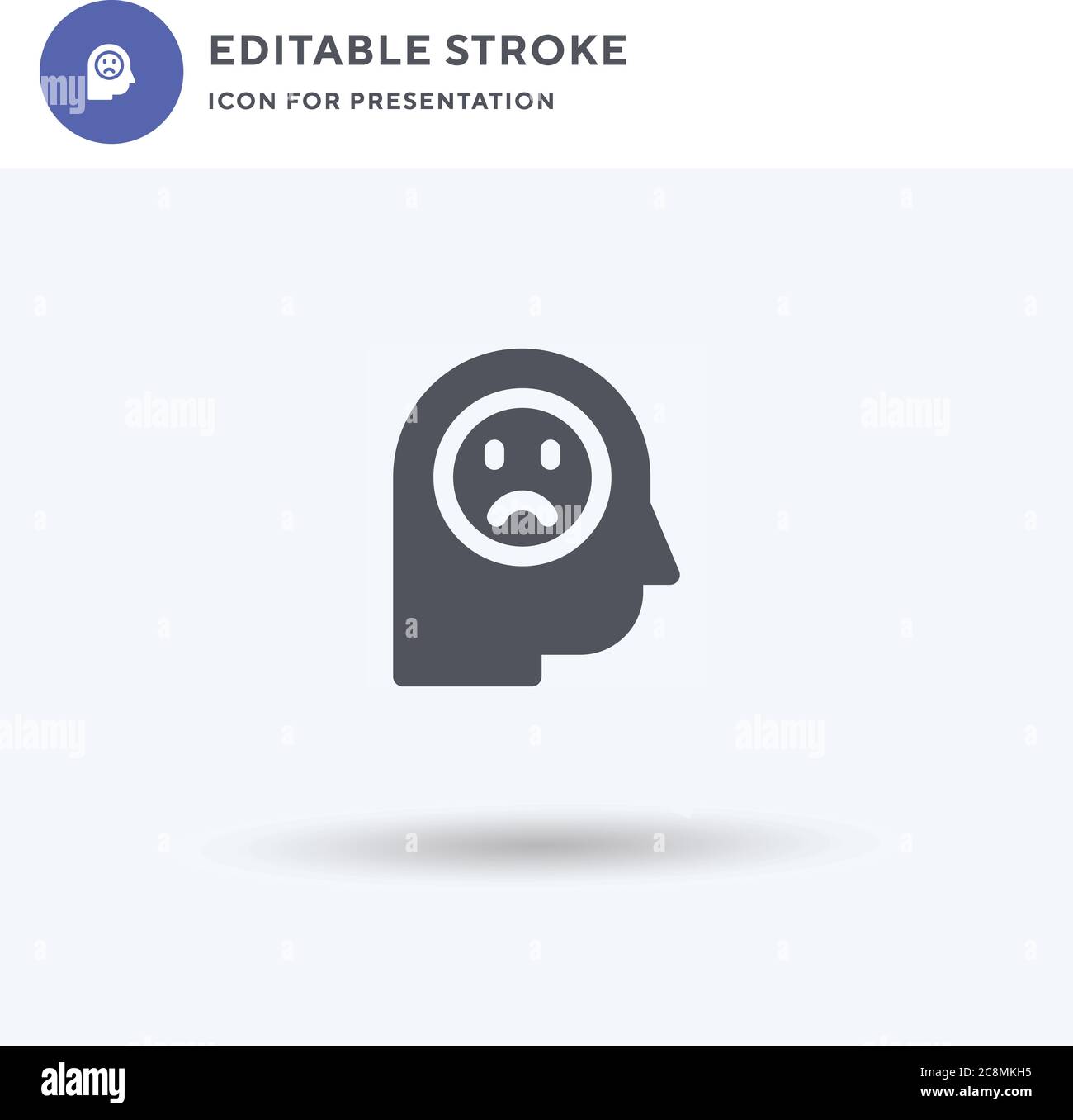 Sad icon vector, filled flat sign, solid pictogram isolated on white ...