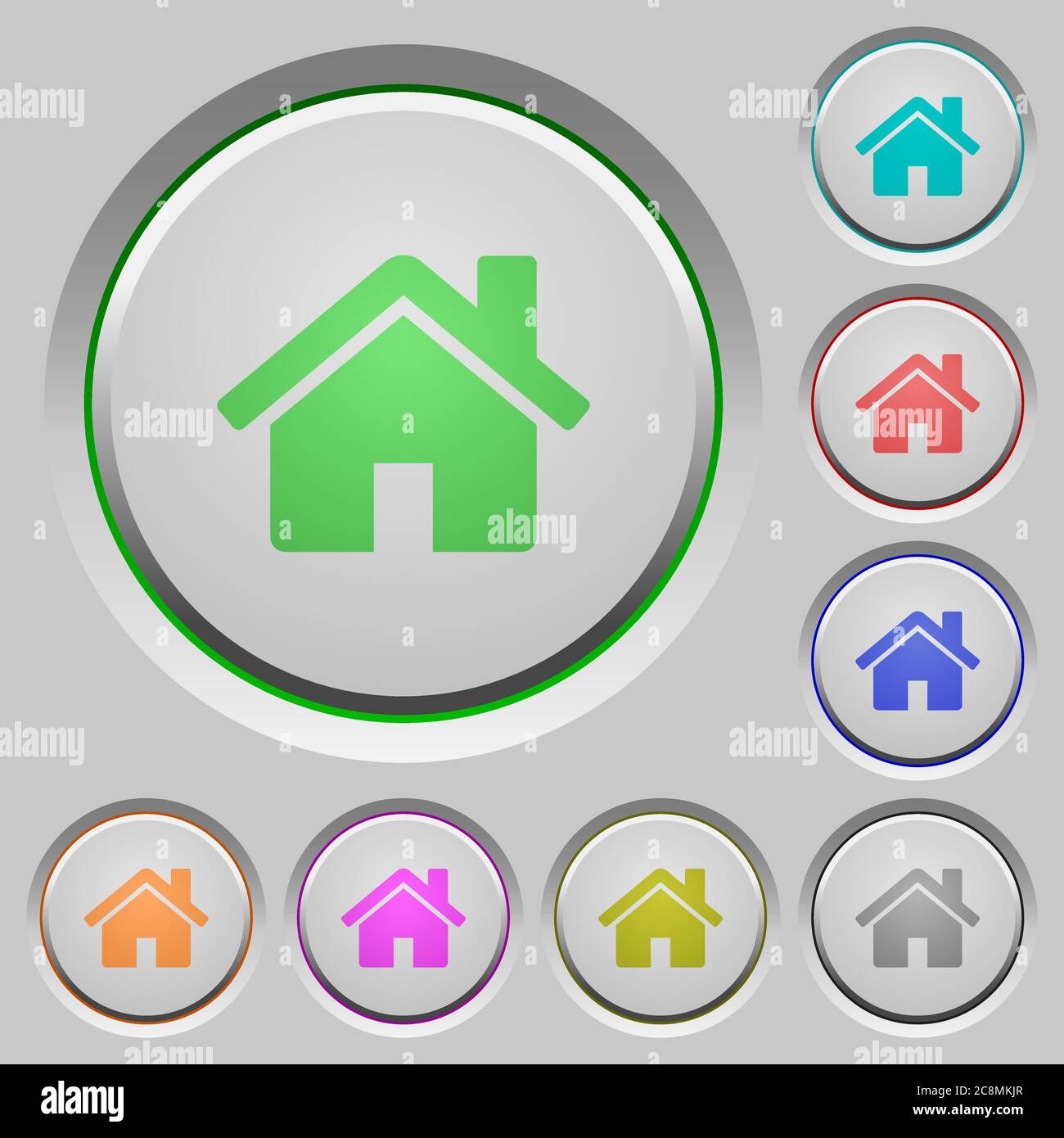 Set of home sunk push buttons. Well-organized layer, color swatch and graphic style structure ...