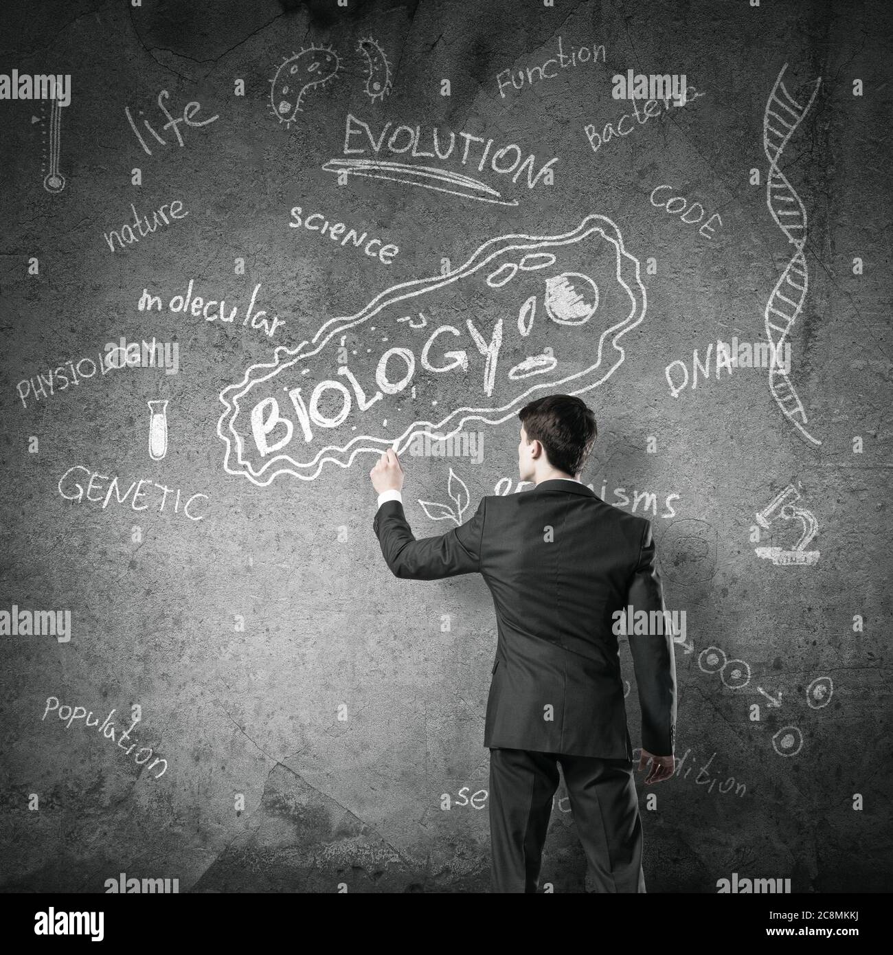 Man draw on chalkboard Stock Photo - Alamy