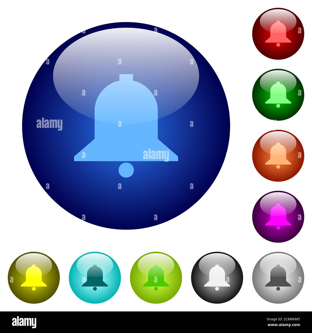Set of color bell glass web buttons. Arranged layer structure Stock ...