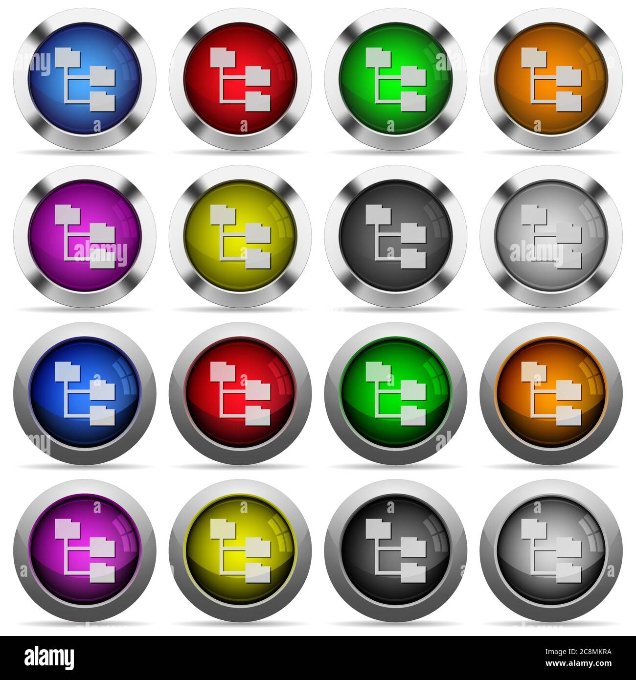 Set of folder structure glossy web buttons. Arranged layer structure ...