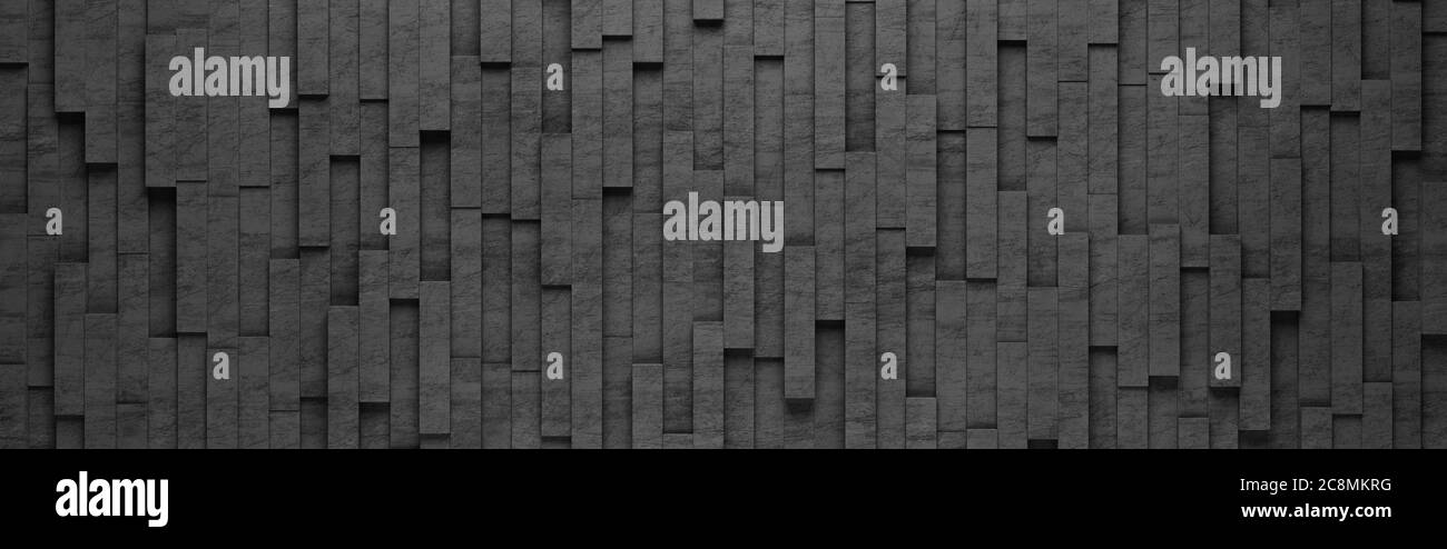Black Vertical Rectangles 3D Pattern Background Stock Photo - Alamy