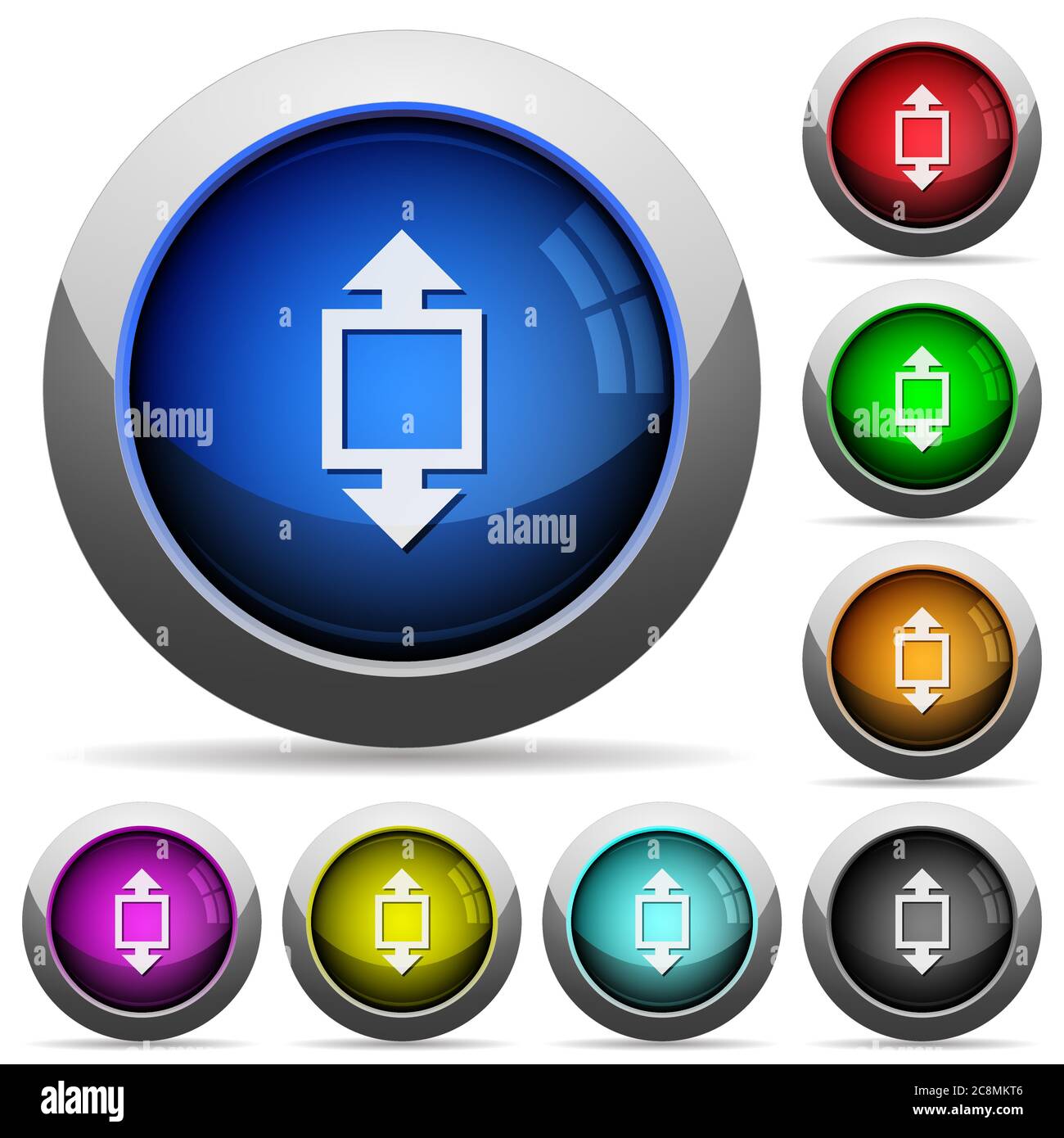 Set of round glossy Height tool buttons. Arranged layer structure Stock ...