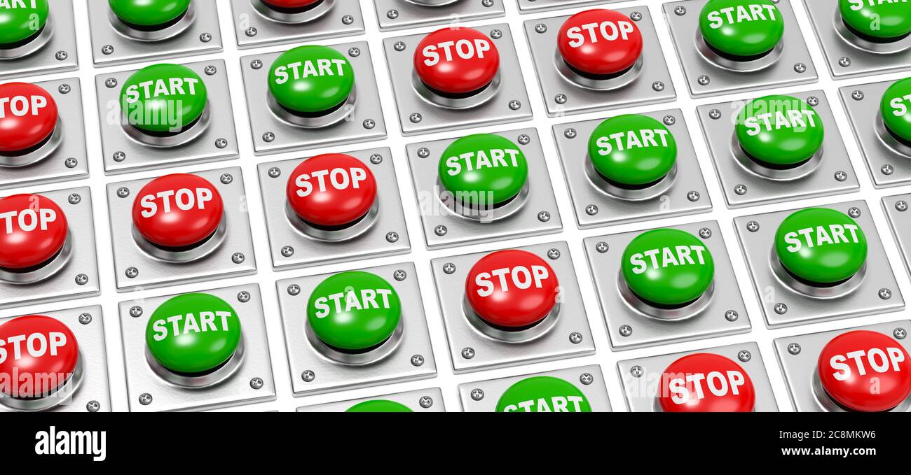 Many Start and Stop Buttons on White Stock Photo - Alamy